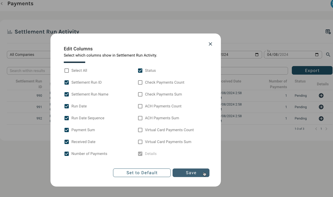 Settlement Run Activity – Ascend Help Center